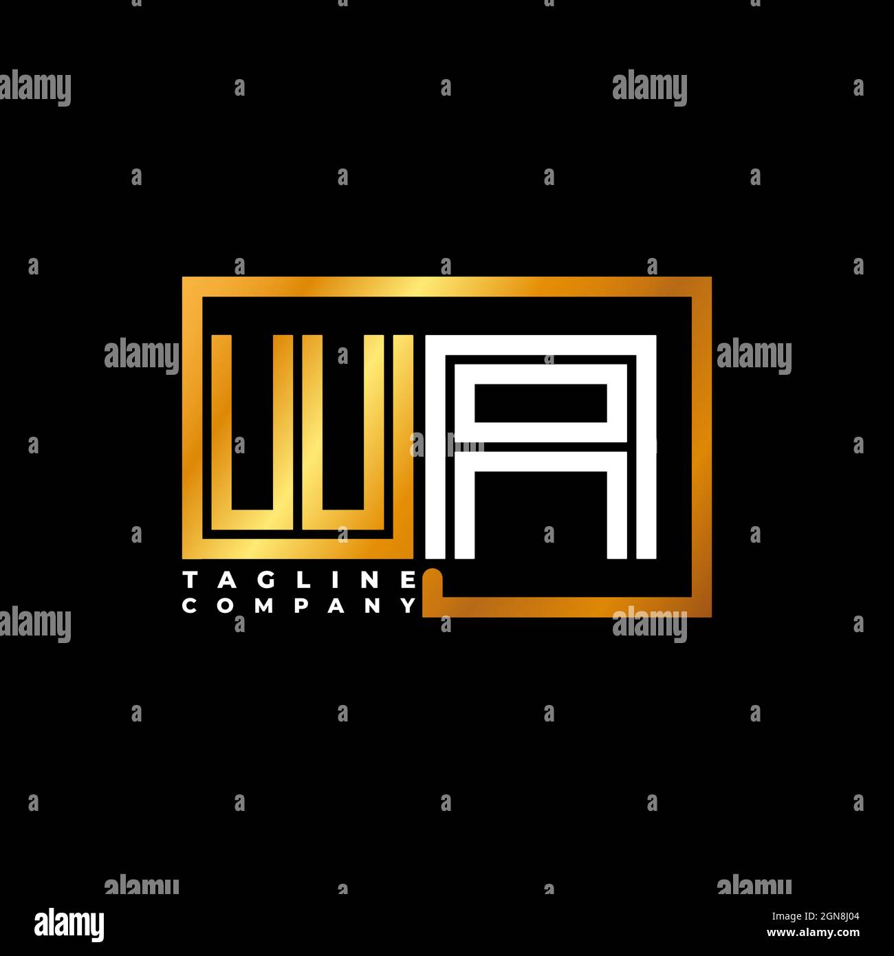 WA Logo letter monogram shape line golden vector template. Business ...