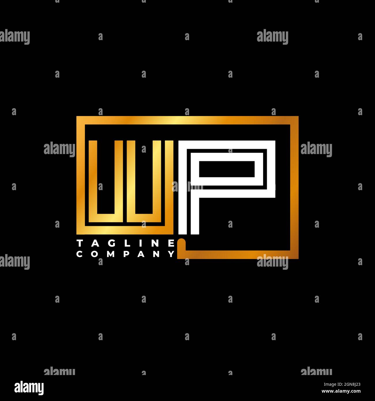 WP Logo letter monogram shape line golden vector template. Business ...