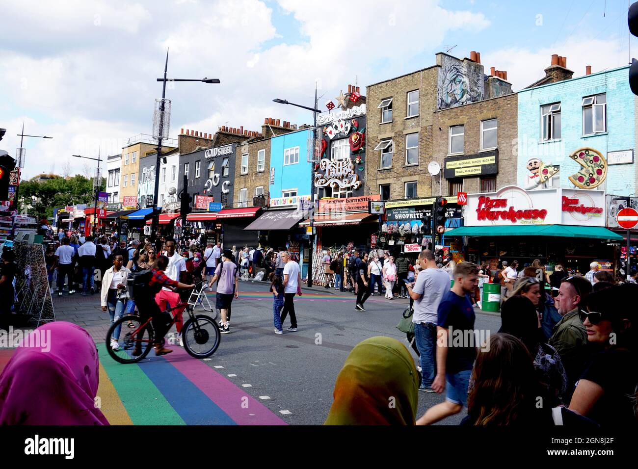 Tourists on a crowded street in Camden Town, London, United Kingdom ...