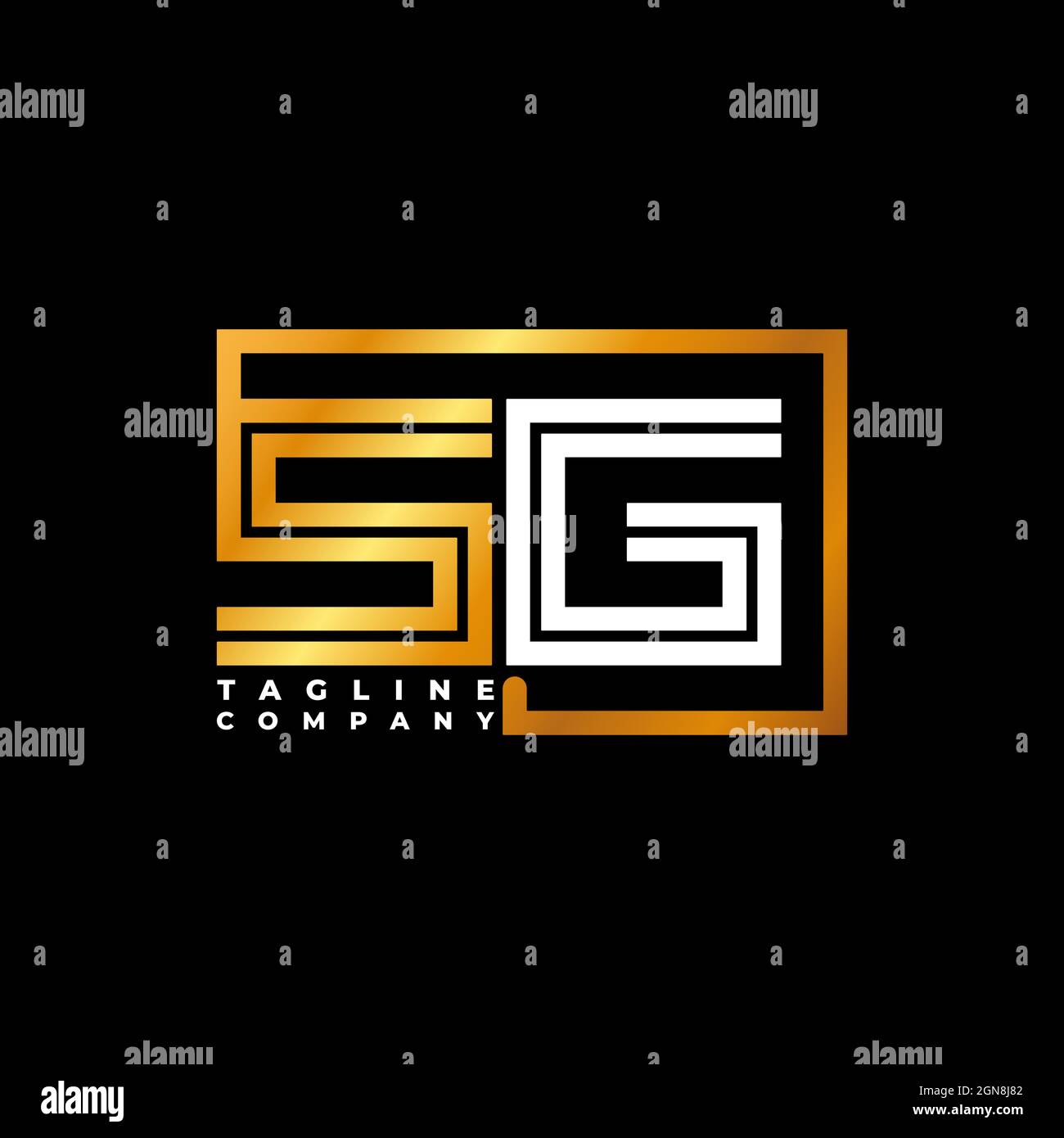 SG Logo letter monogram shape line golden vector template. Business ...
