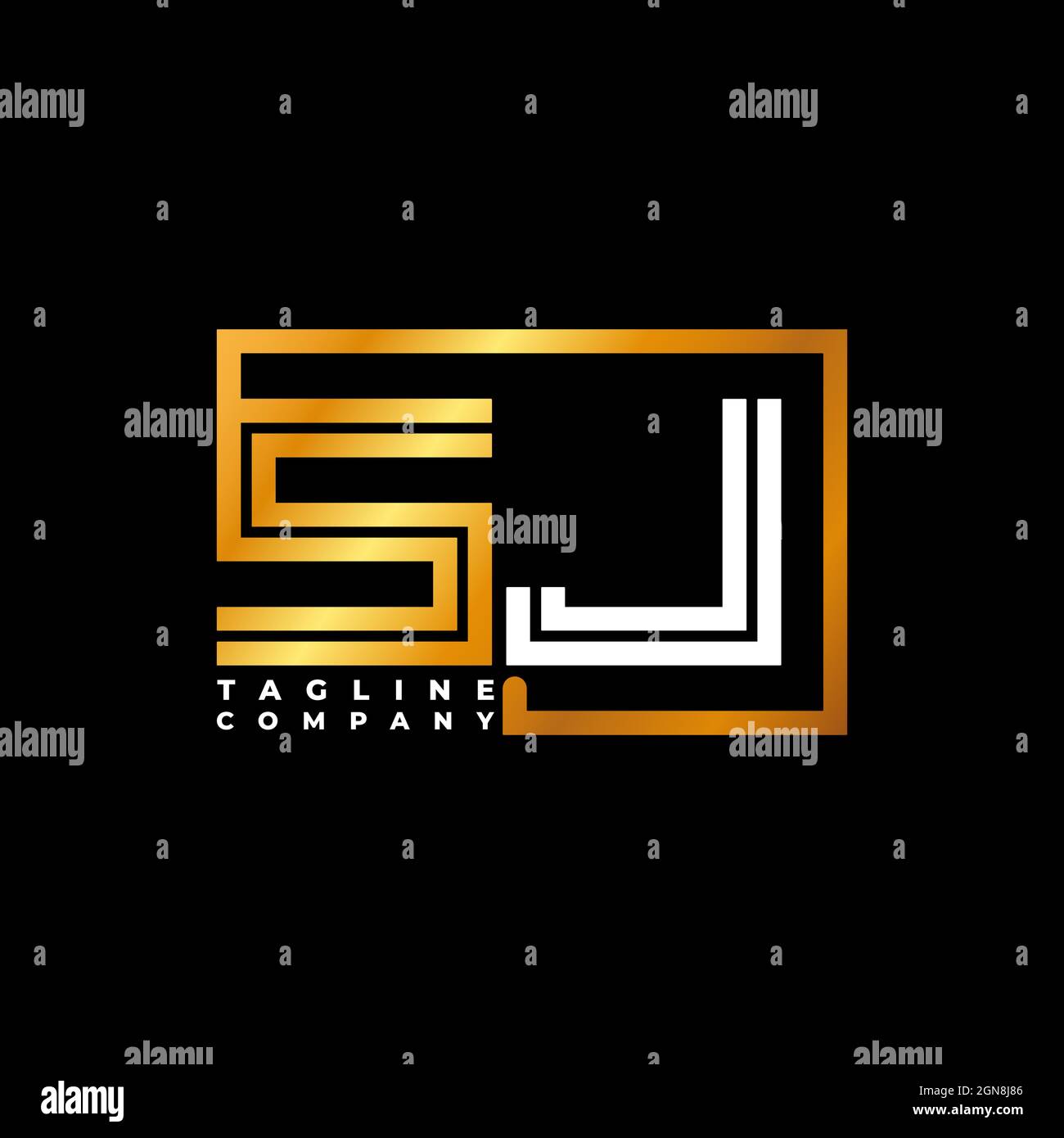 SJ Logo letter monogram shape line golden vector template. Business ...