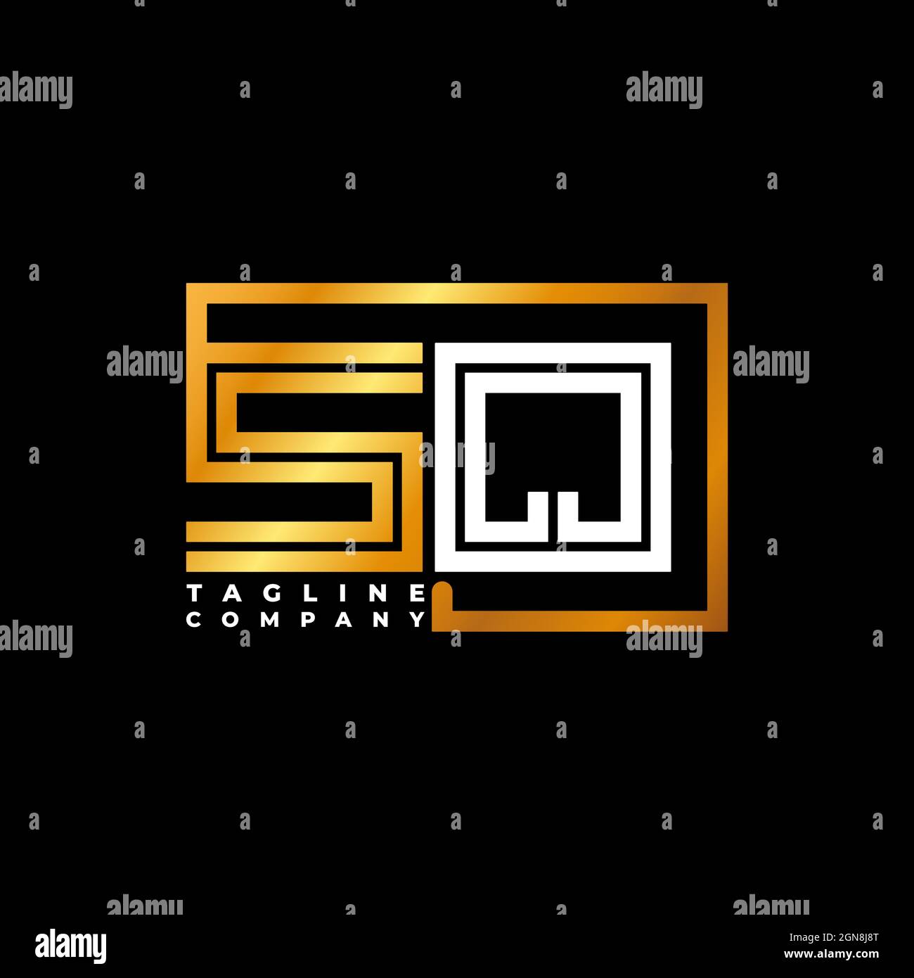 SQ Logo letter monogram shape line golden vector template. Business ...