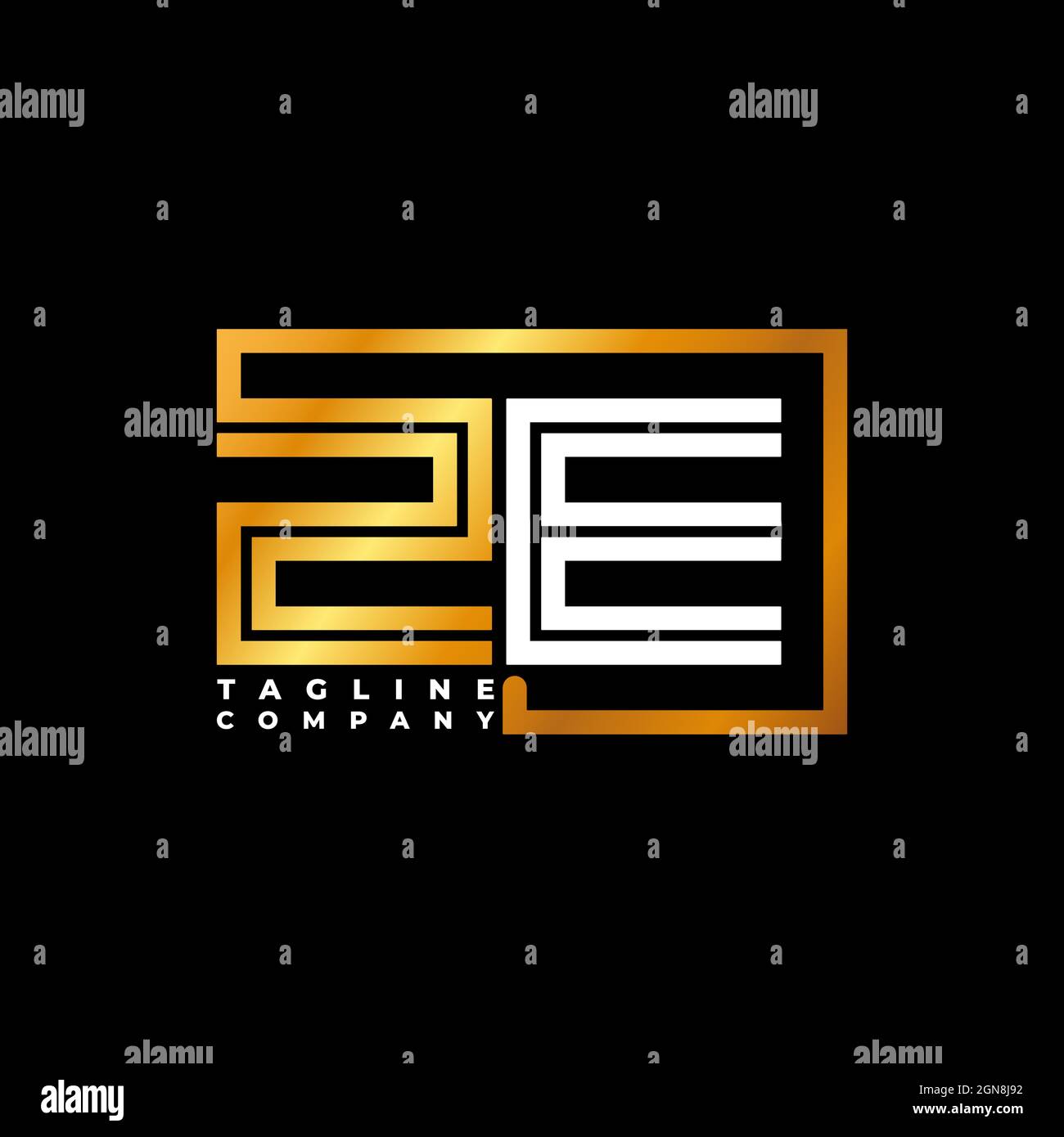 ZE Logo letter monogram shape line golden vector template. Business ...