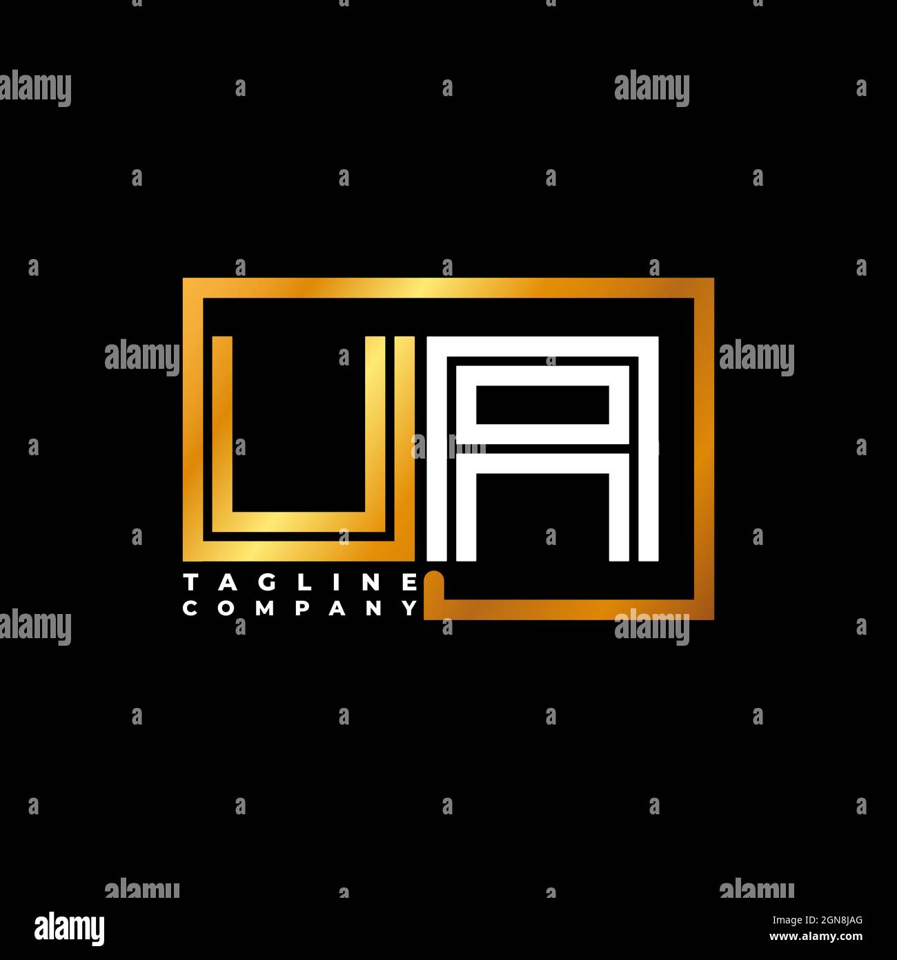 UA Logo letter monogram shape line golden vector template. Business ...