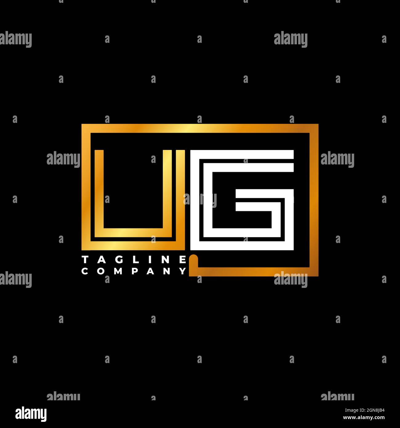 UG Logo letter monogram shape line golden vector template. Business ...