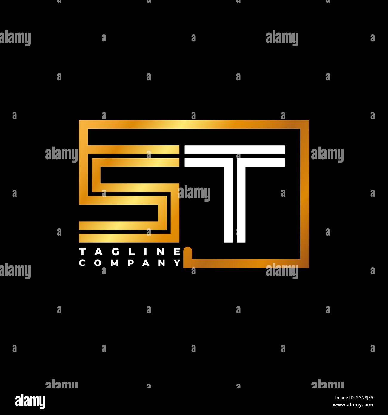 ST Logo letter monogram shape line golden vector template. Business ...