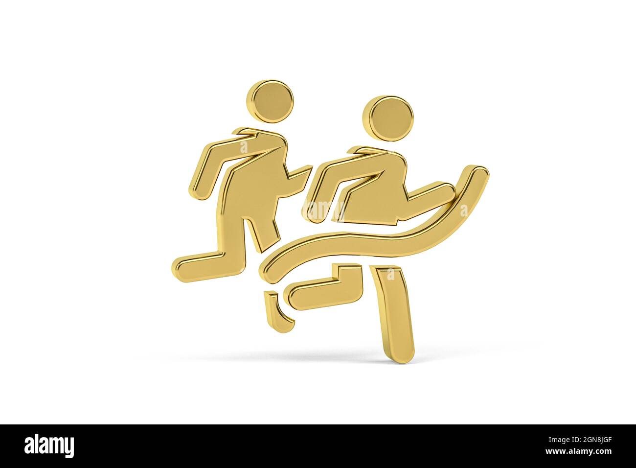 Golden 3d marathon icon isolated on white background - 3D render Stock ...