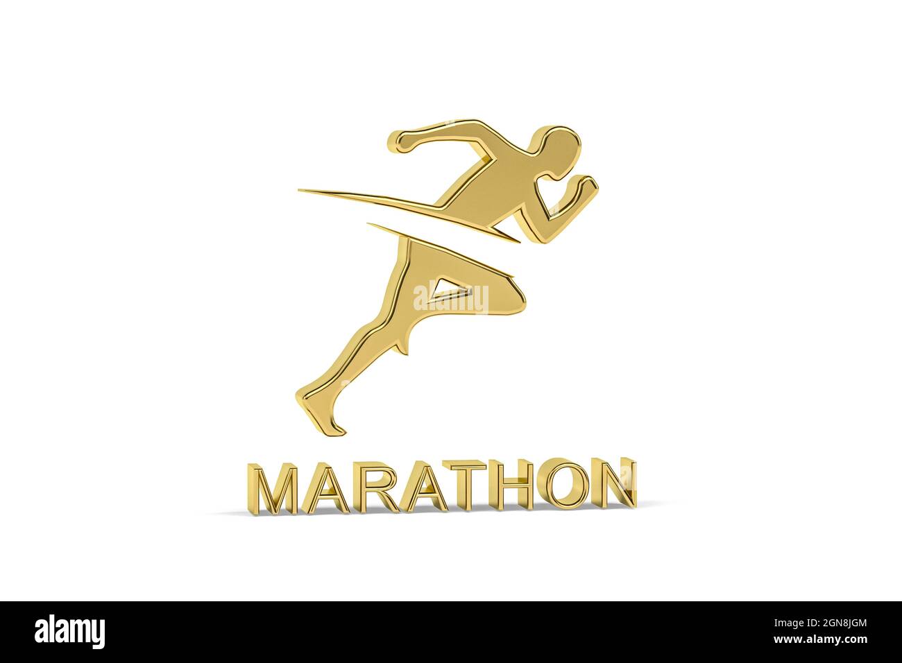 Golden 3d marathon icon isolated on white background - 3D render Stock ...