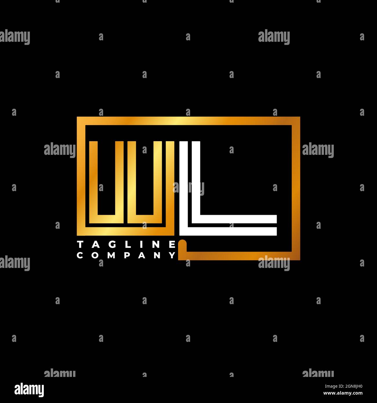 WL Logo letter monogram shape line golden vector template. Business ...