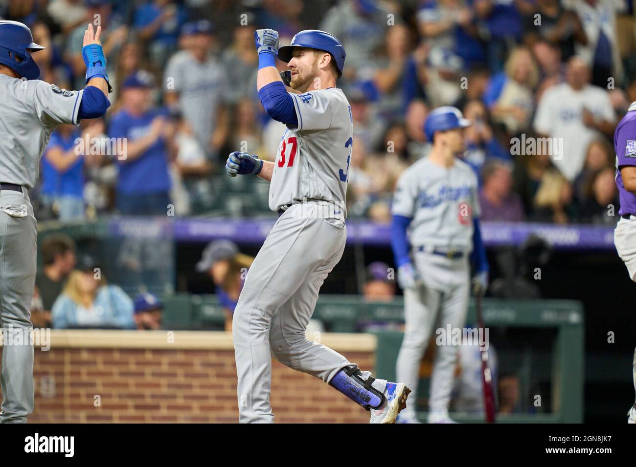 September 22 2021: Los Angeles right fielder Luke Raley( 37) hits a ...