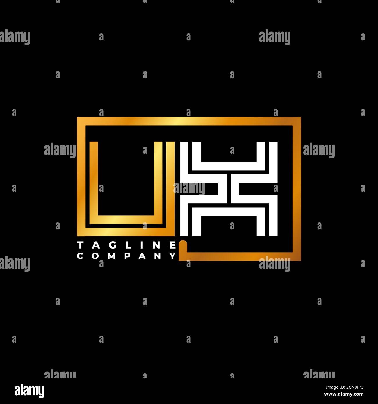 UX Logo letter monogram shape line golden vector template. Business ...