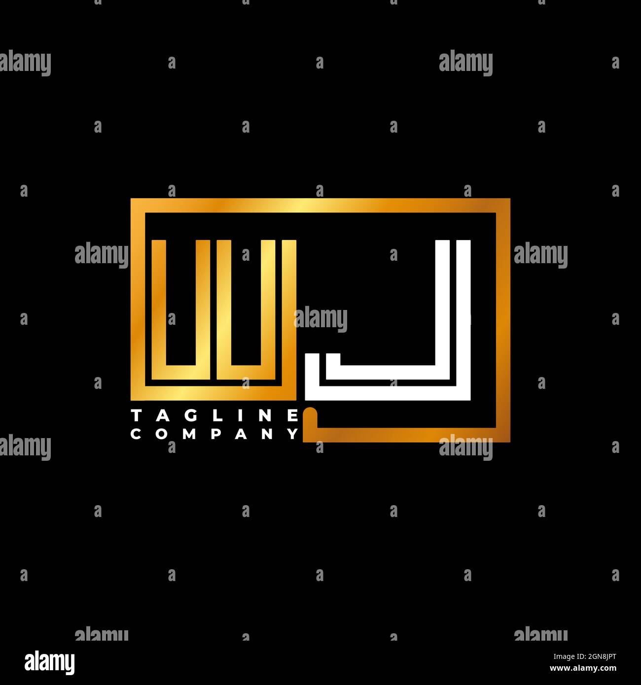 WJ Logo letter monogram shape line golden vector template. Business ...