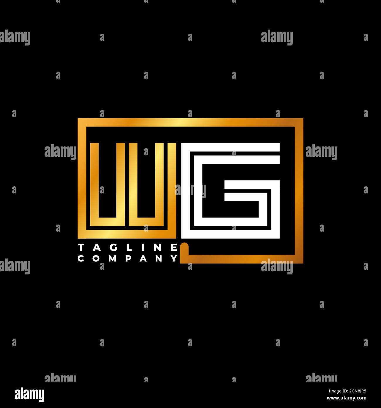 WG Logo letter monogram shape line golden vector template. Business ...