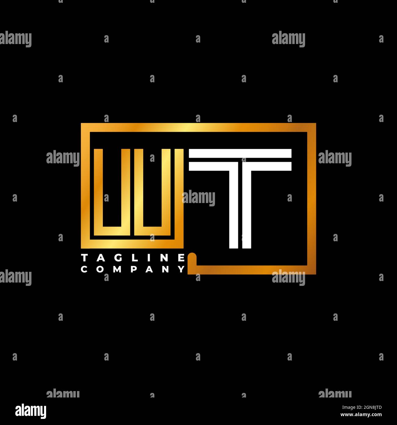 WT Logo letter monogram shape line golden vector template. Business ...