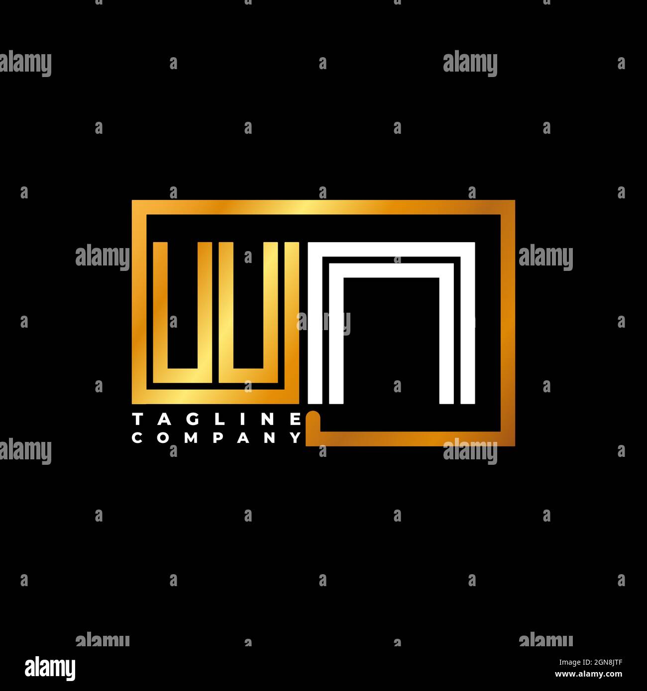 WN Logo letter monogram shape line golden vector template. Business ...