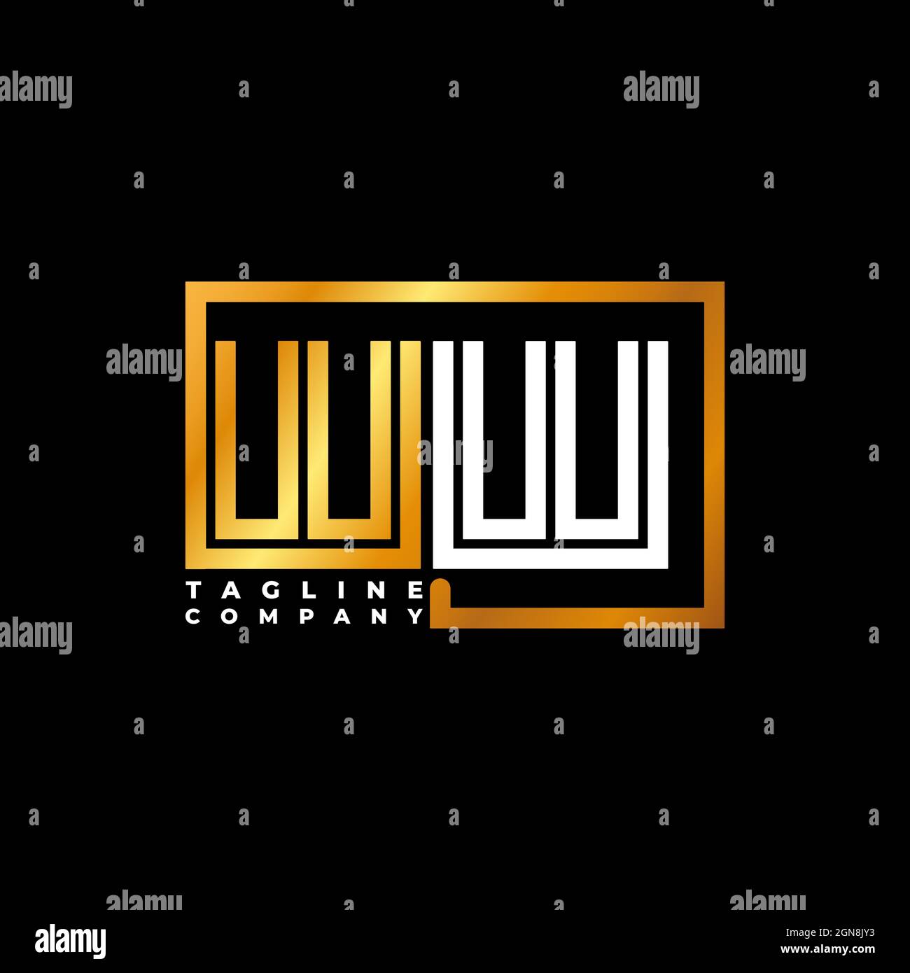 WW Logo letter monogram shape line golden vector template. Business ...