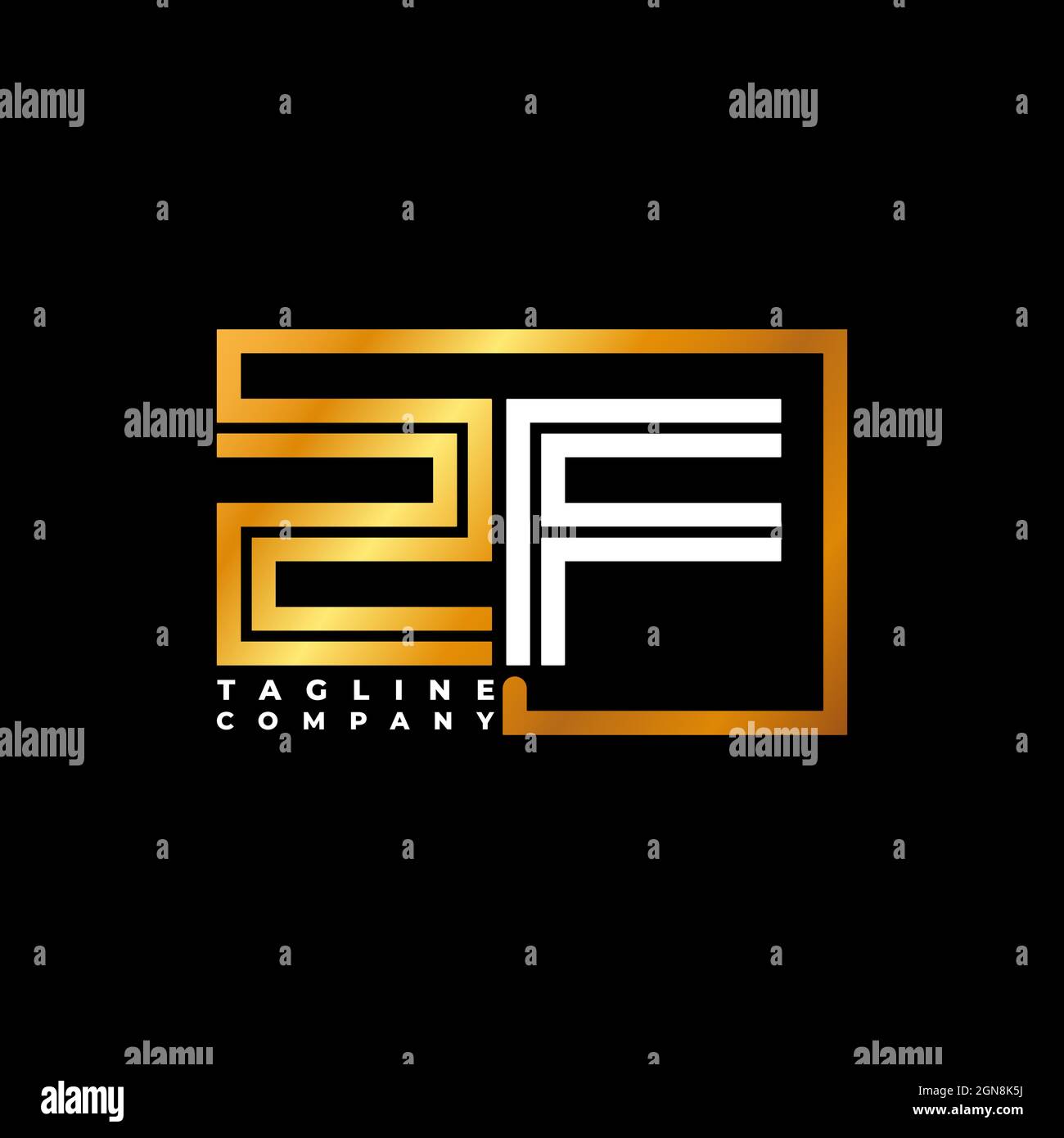 ZF Logo letter monogram shape line golden vector template. Business ...