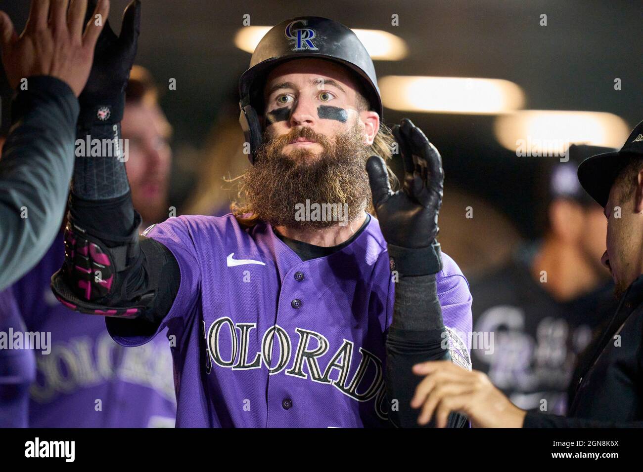 Denver CO, USA. 22nd Sep, 2021. Colorado right fielder Charlie Blackmon ...