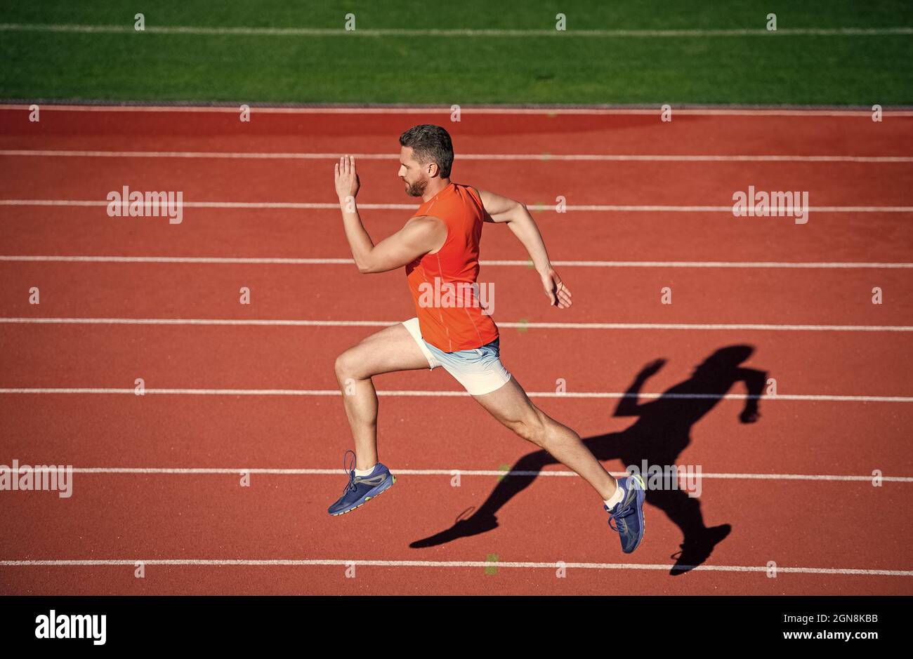 man sprinter winner running from start to finish with success and speed ...