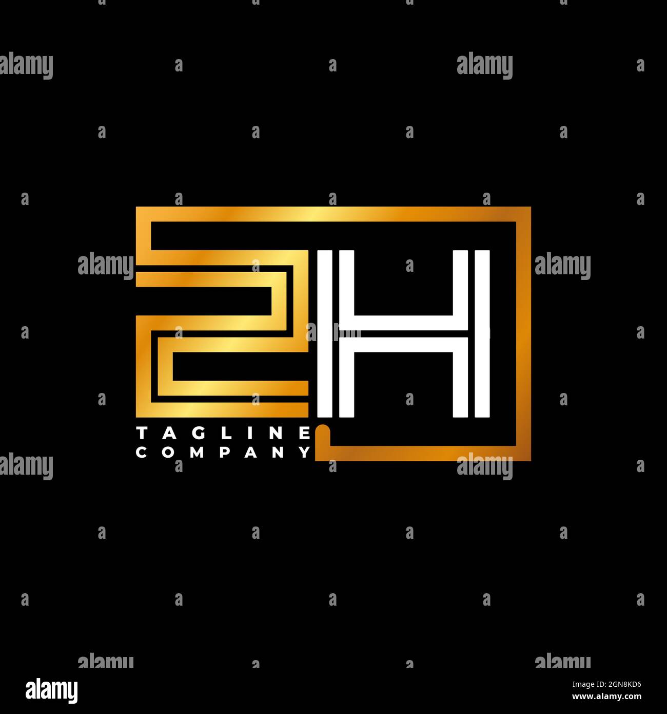 ZH Logo letter monogram shape line golden vector template. Business ...