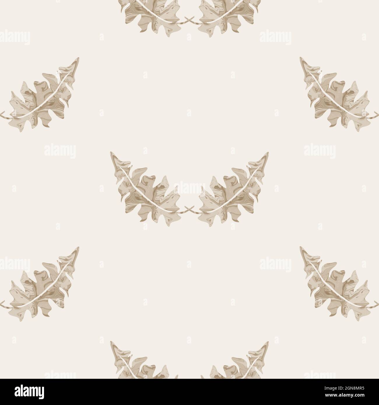 Sepia brown marble foliage seamless pattern. Subtle 2 tone leaf motif ...