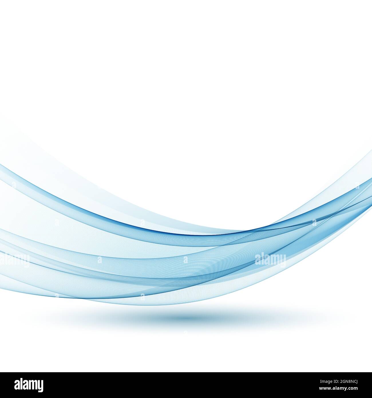 Blue stream of transparent waves on a white background. Abstract wave ...