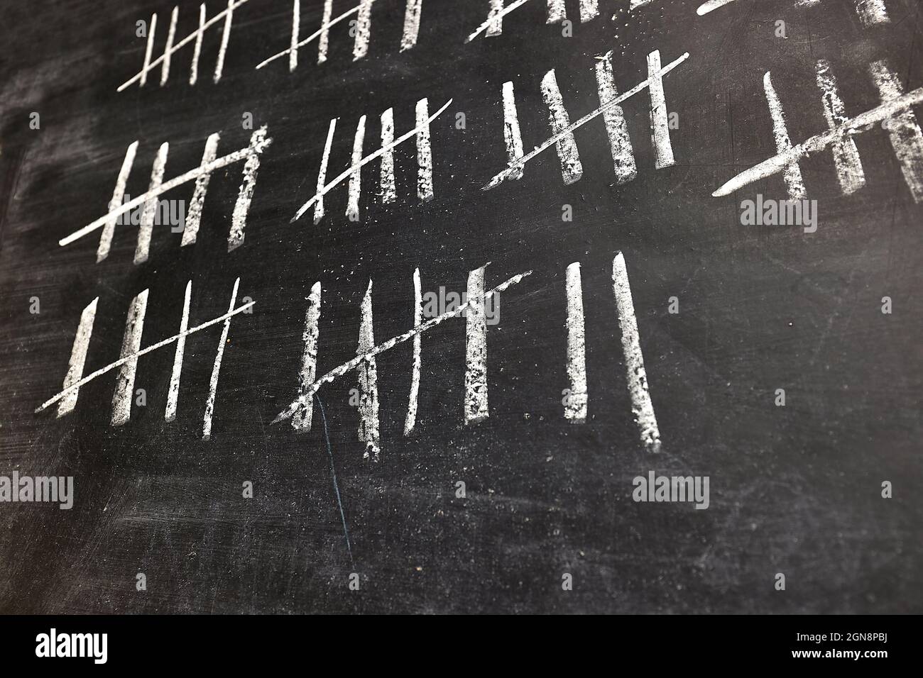 Chalk tally chart counting Stock Photo - Alamy
