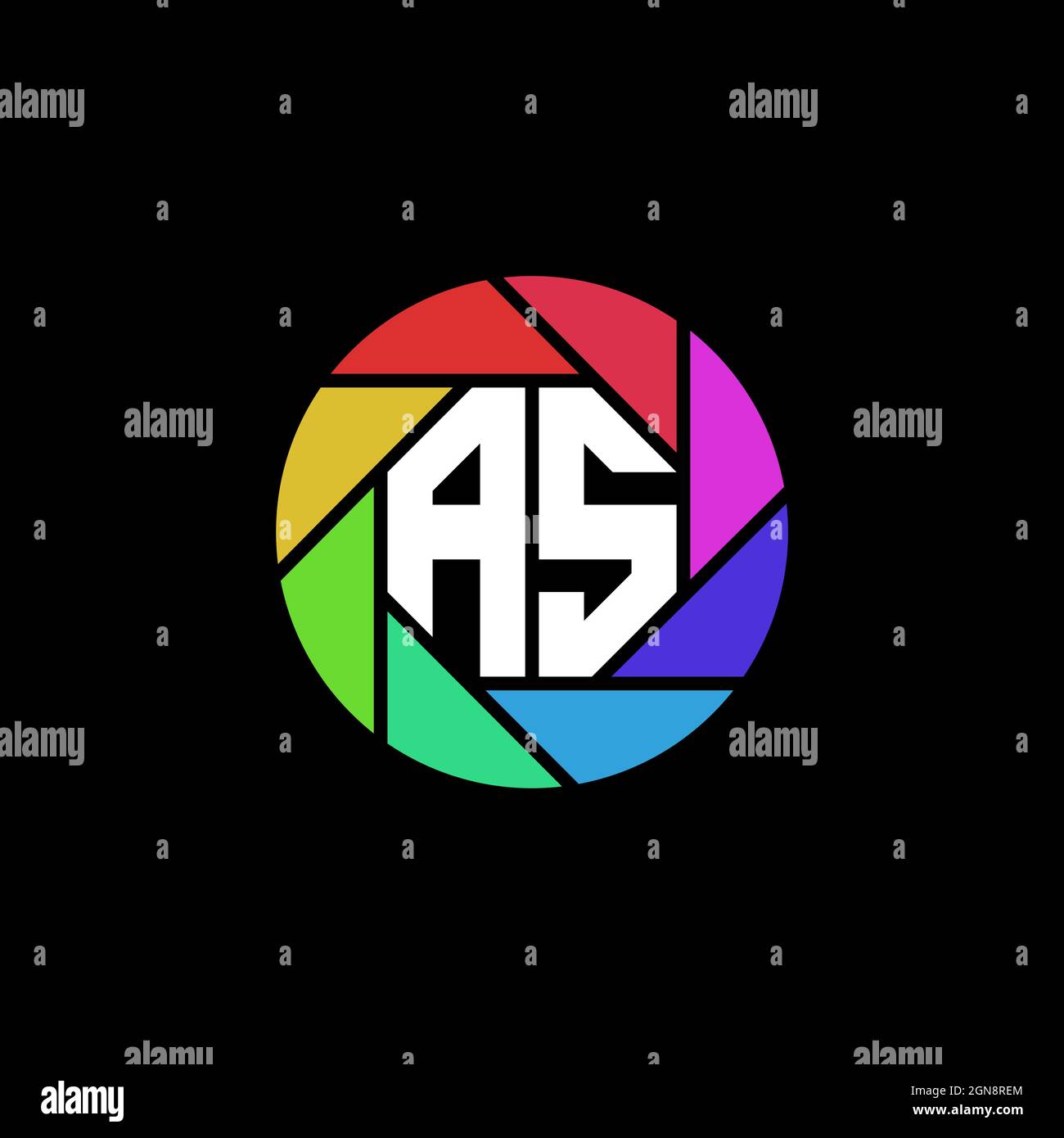 AS Monogram Logo Letter Geometric Polygonal lens rainbow circle shape ...