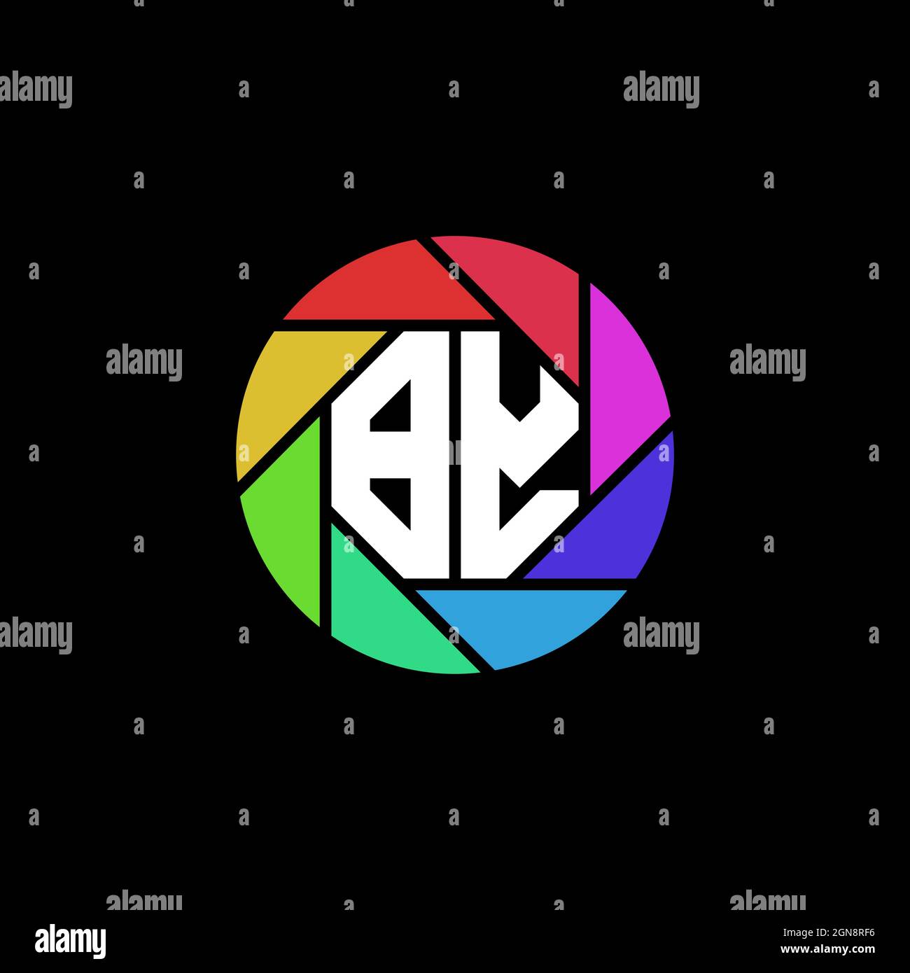 BY Monogram Logo Letter Geometric Polygonal lens rainbow circle shape ...