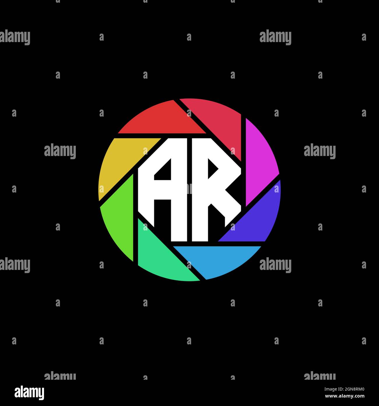 AR Monogram Logo Letter Geometric Polygonal lens rainbow circle shape ...