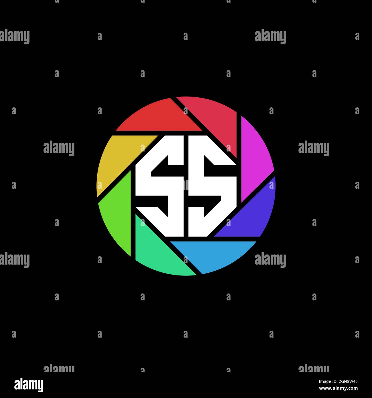 SS Monogram Logo Letter Geometric Polygonal lens rainbow circle shape ...