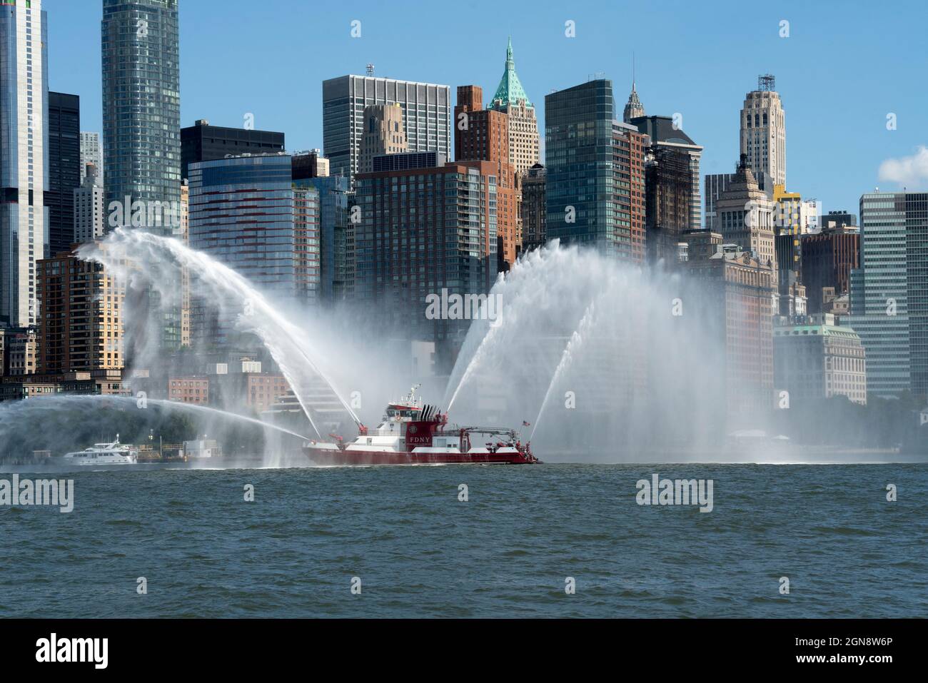 On Sept. 10, 2021, FDNY Fireboat 343 led a flotilla of boats through ...