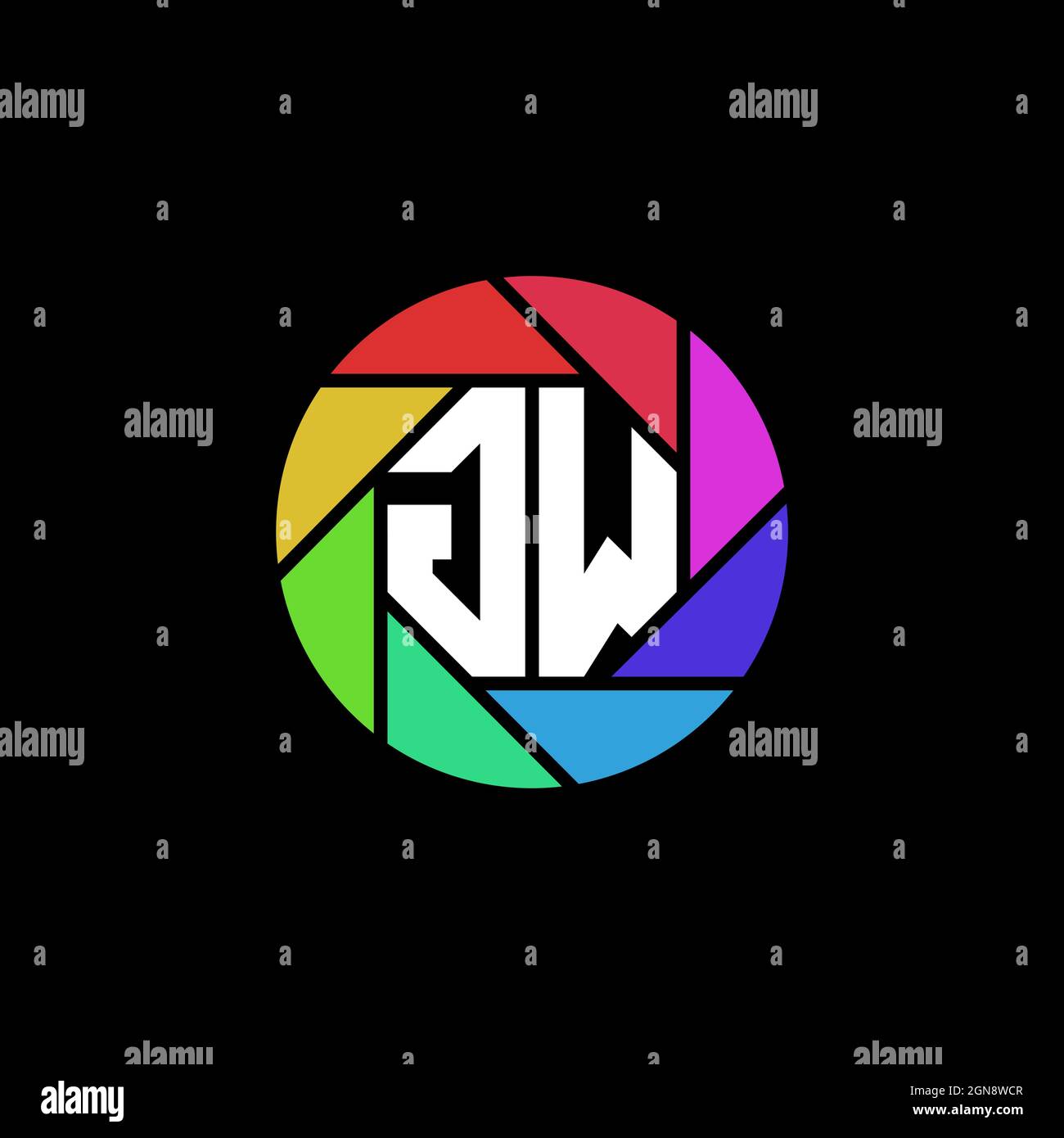 GW Monogram Logo Letter Geometric Polygonal lens rainbow circle shape ...