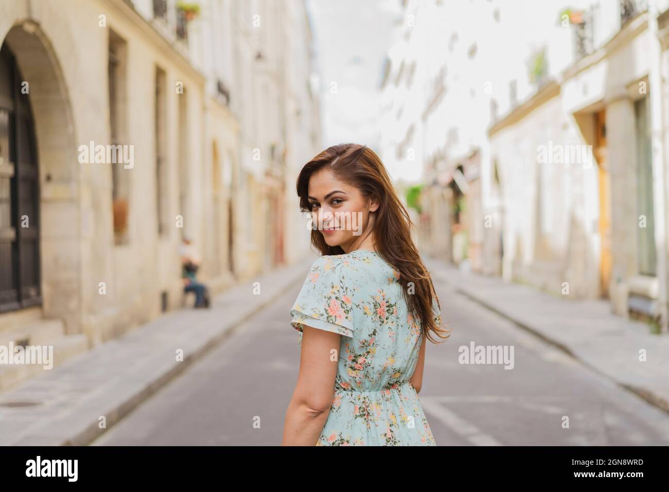 Woman dress street rear view hi-res stock photography and images - Alamy