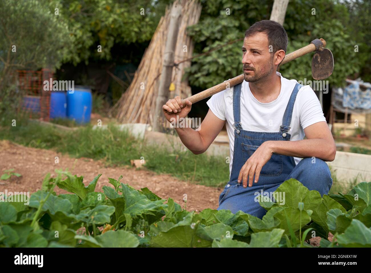 Garden hoe man hi-res stock photography and images - Alamy