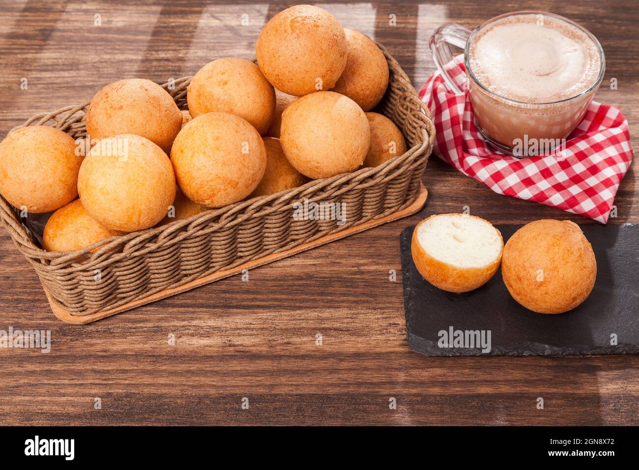 Buñuelo; Traditional Food Colombian - Deep Fried Cheese Bread With Hot ...