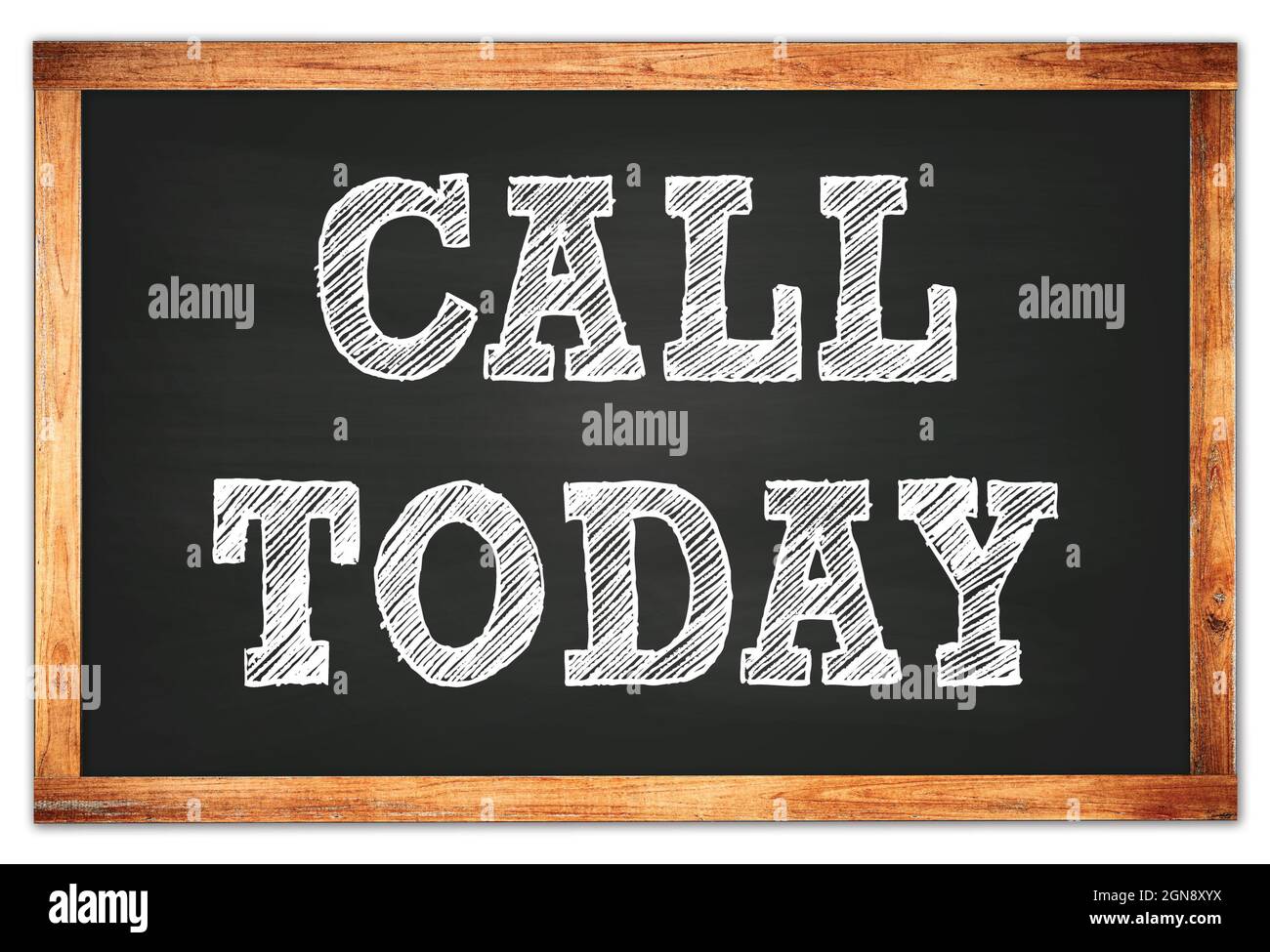 CALL TODAY written on black wooden frame school blackboard Stock Photo ...