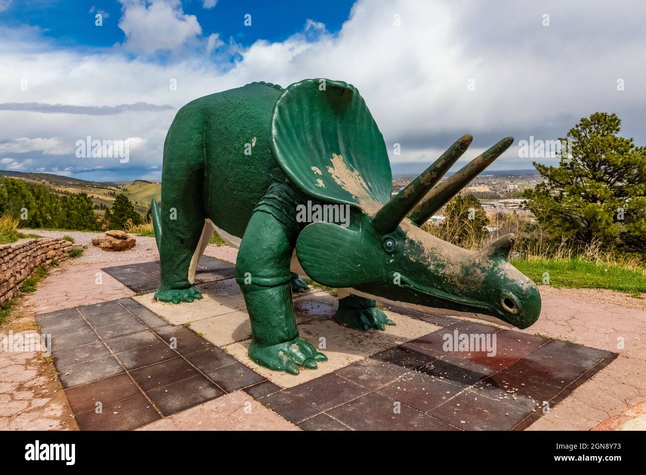 Triceratops in Dinosaur Park, a family fun roadside attraction build by ...