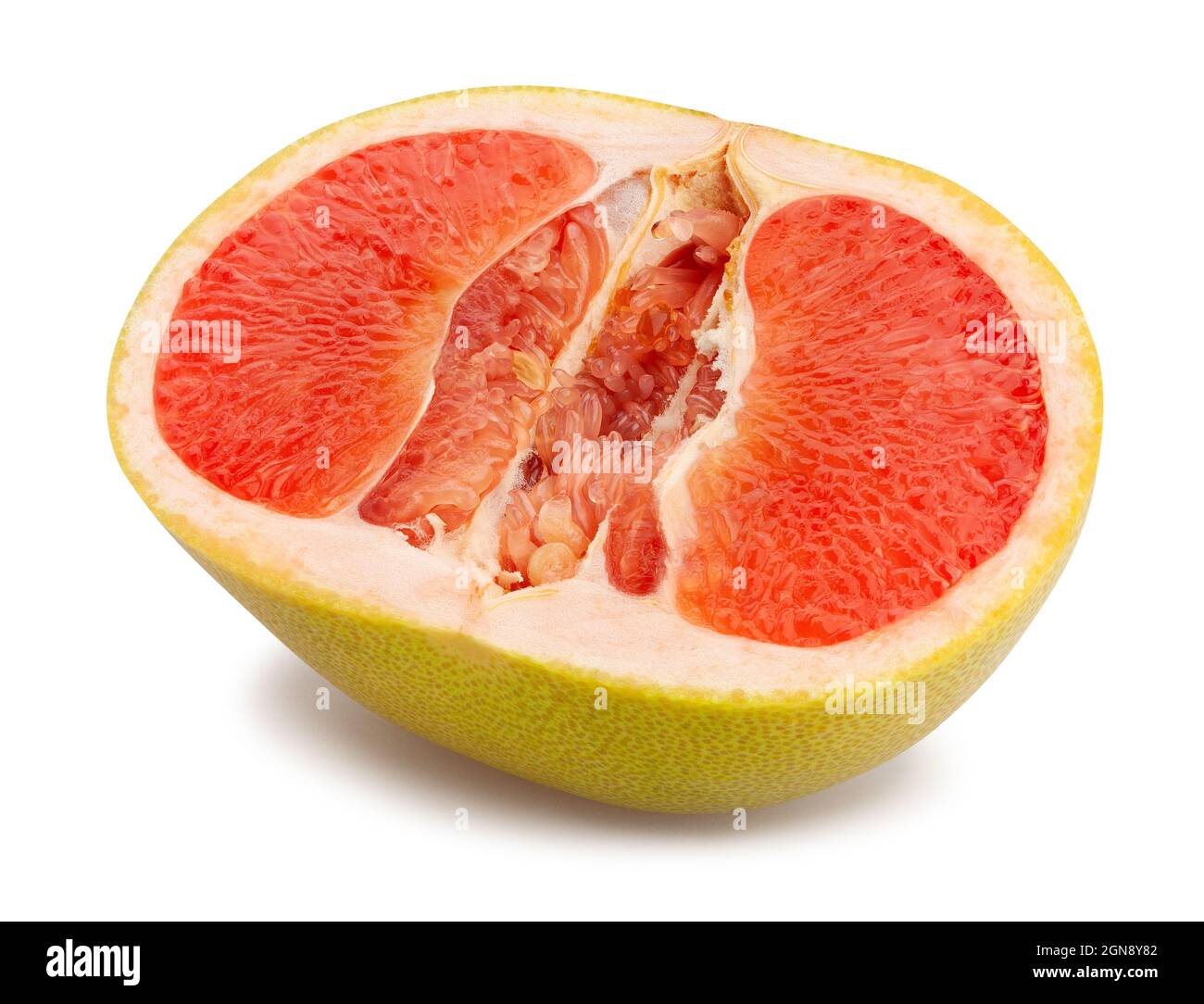 sliced yellow grapefruit path isolated on white Stock Photo - Alamy