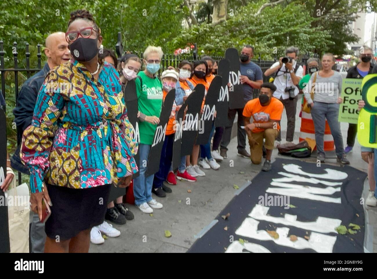New York, NY, USA. 23rd Sep, 2021. Alicka Amprey-Samuel speaks at a ...