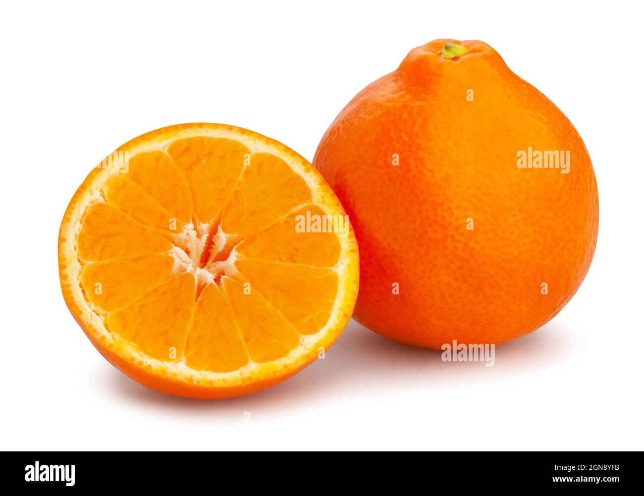 sliced minneola tangelo tangerine path isolated on white Stock Photo ...
