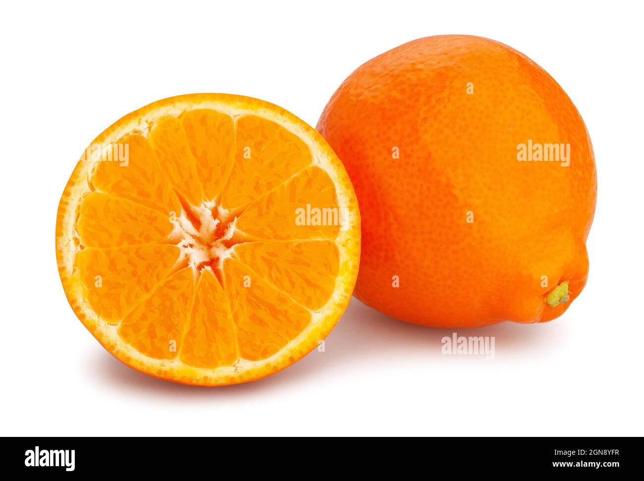 sliced minneola tangelo tangerine path isolated on white Stock Photo ...