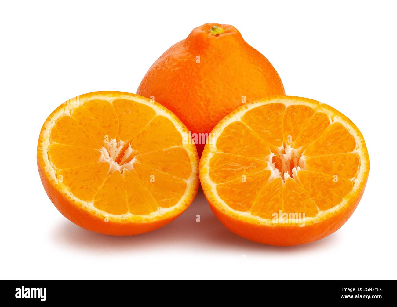 sliced minneola tangelo tangerine path isolated on white Stock Photo ...