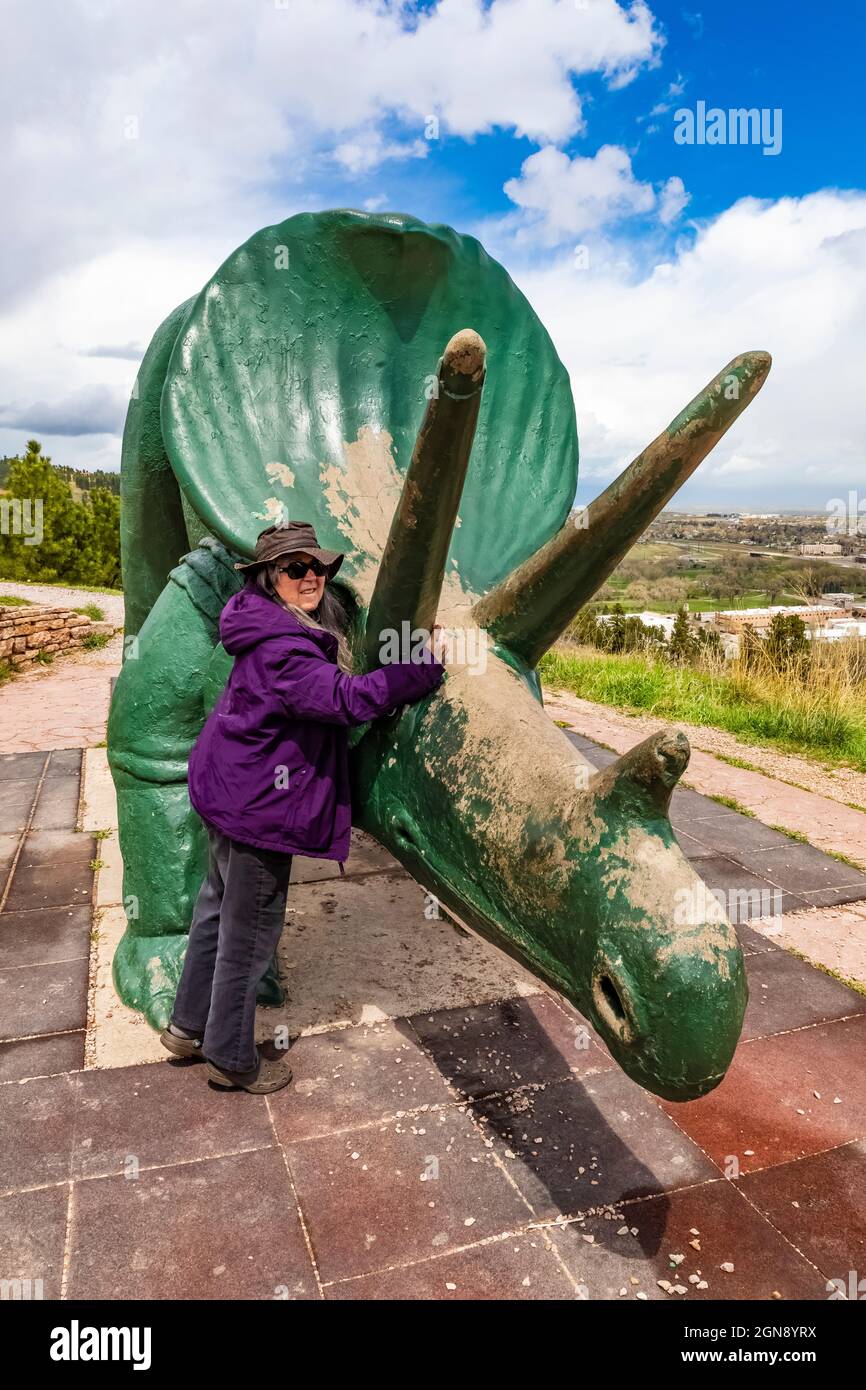 Triceratops in Dinosaur Park, a family fun roadside attraction build by ...