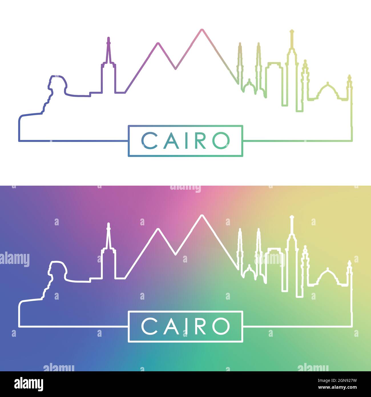 Cairo skyline. Colorful linear style. Editable vector file Stock Vector ...