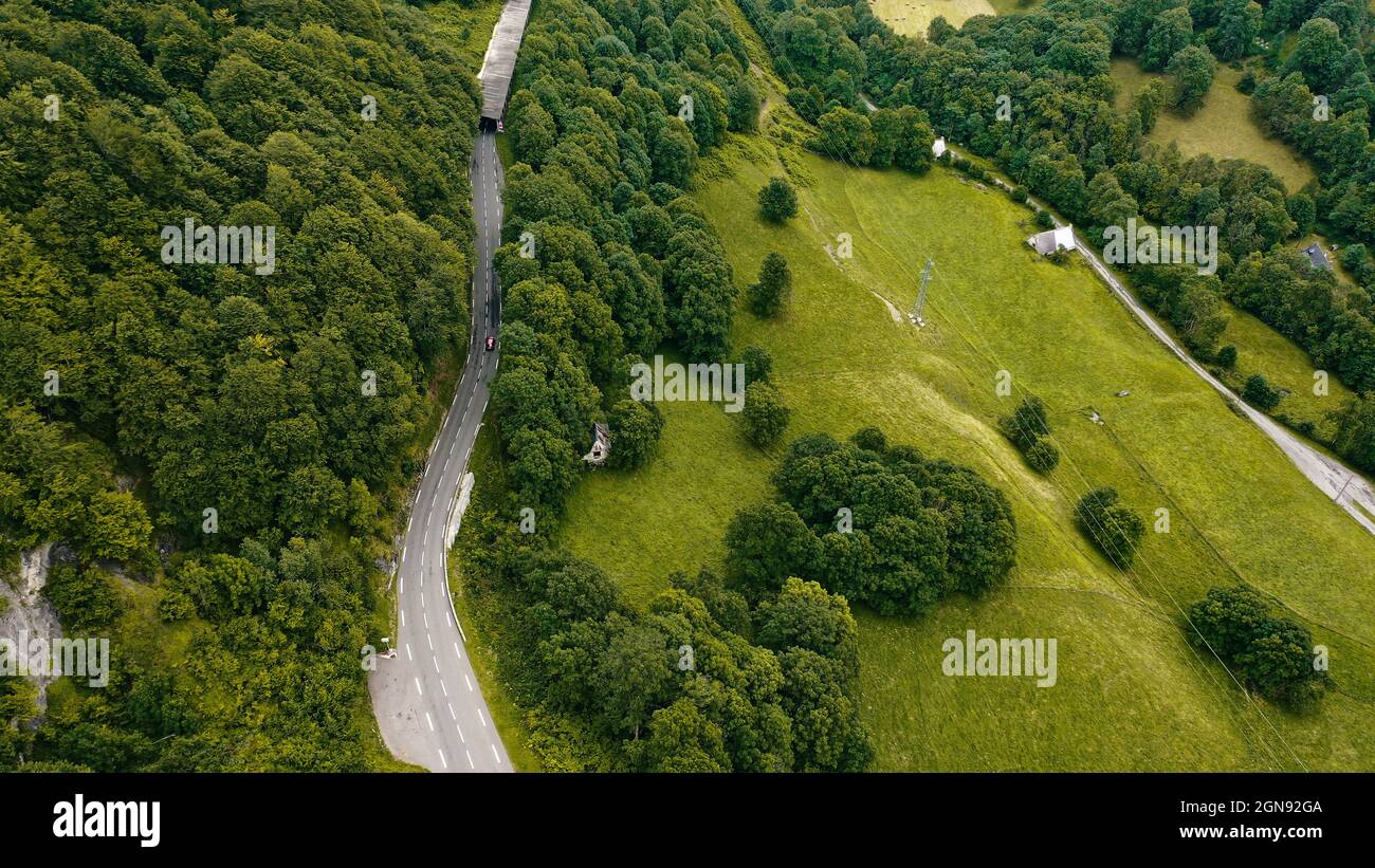 Aerial view of mountain road Stock Photo - Alamy