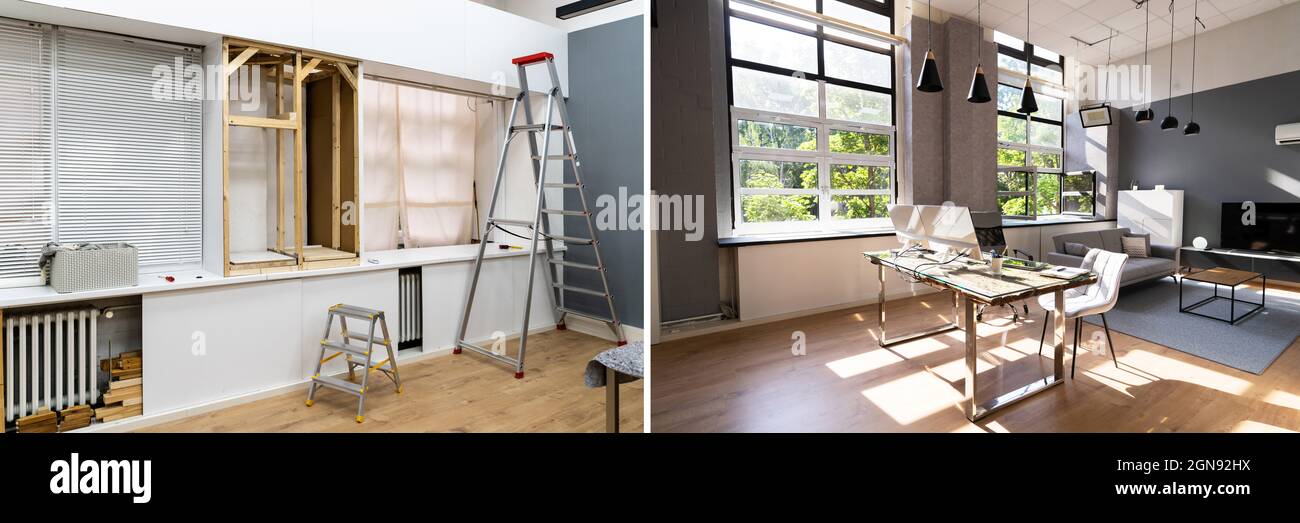 House Interior Renovation And Remodel Before After Stock Photo - Alamy