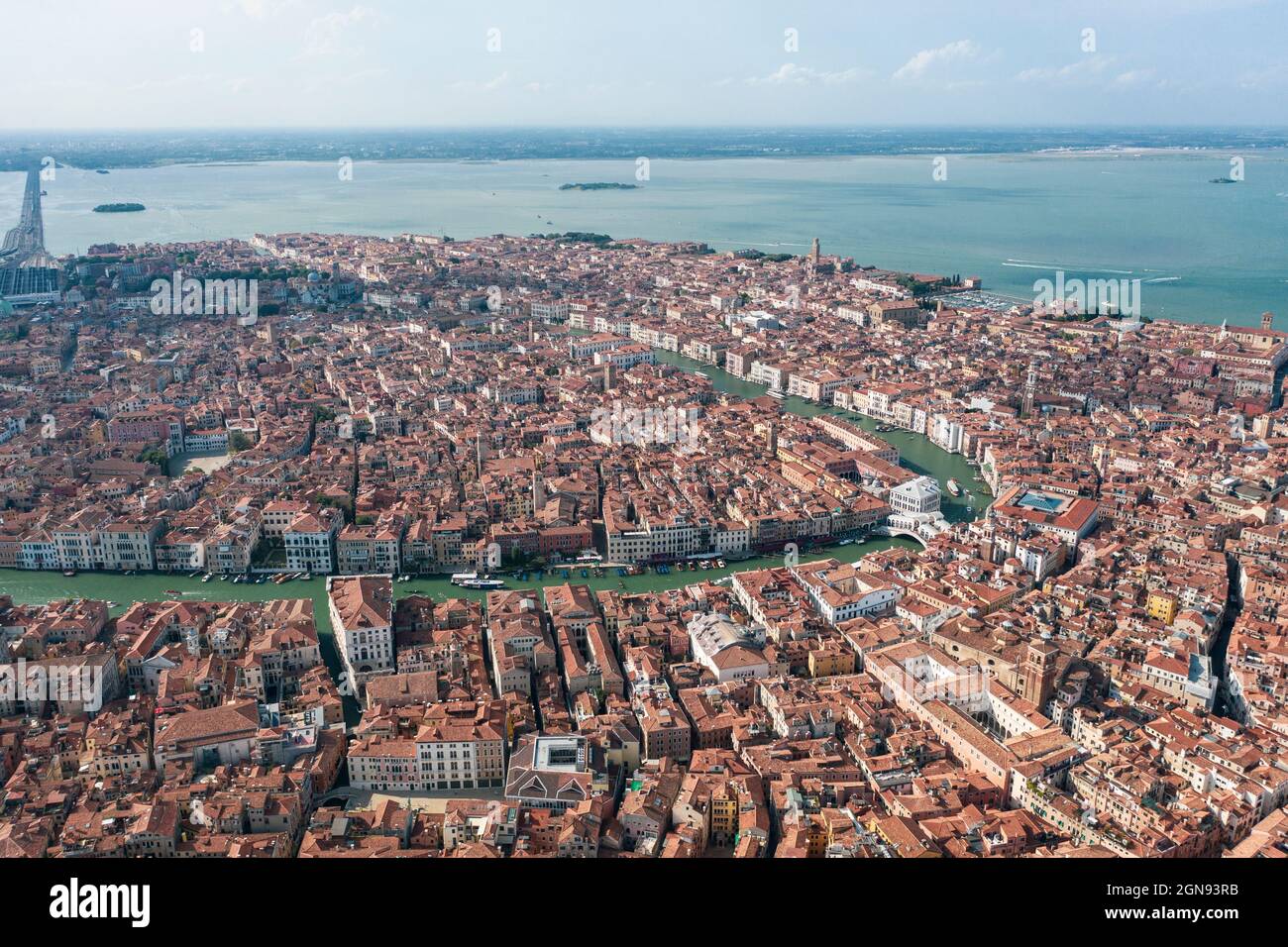 Aerial view grand canal and surrounding buildings summer hi-res stock ...