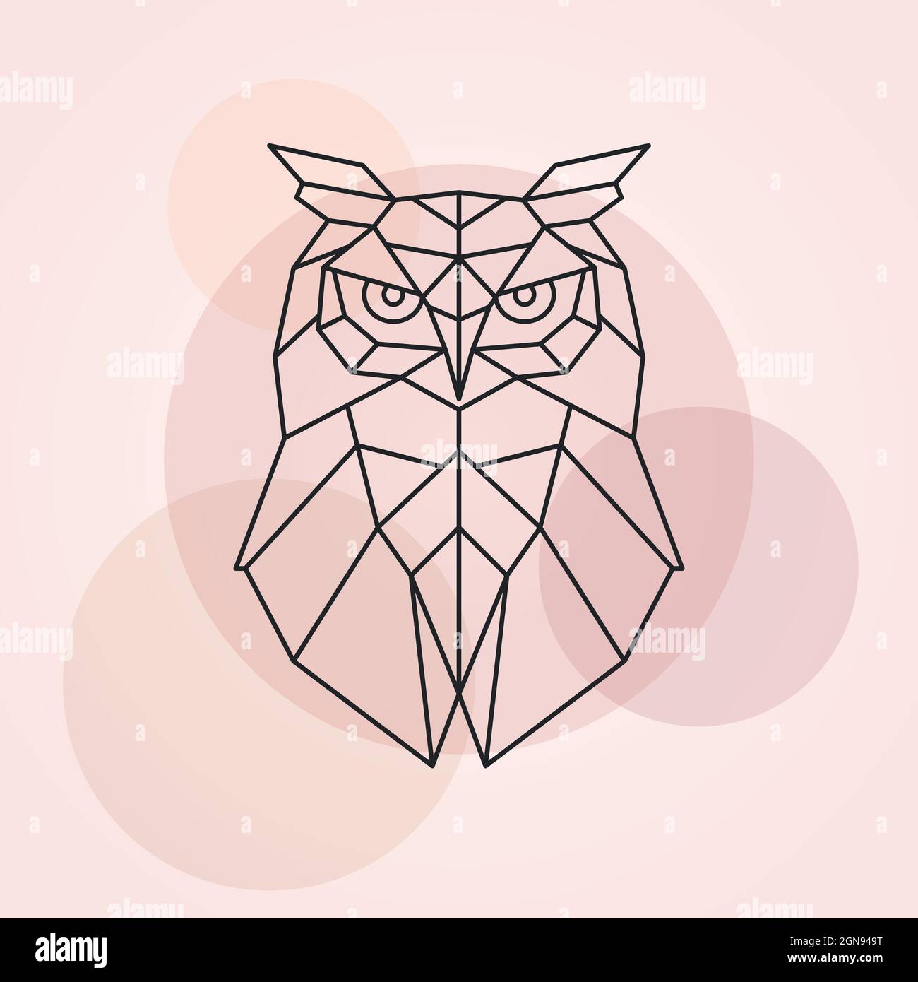 Geometric head of an owl. Abstract vector illustration of a wild bird ...