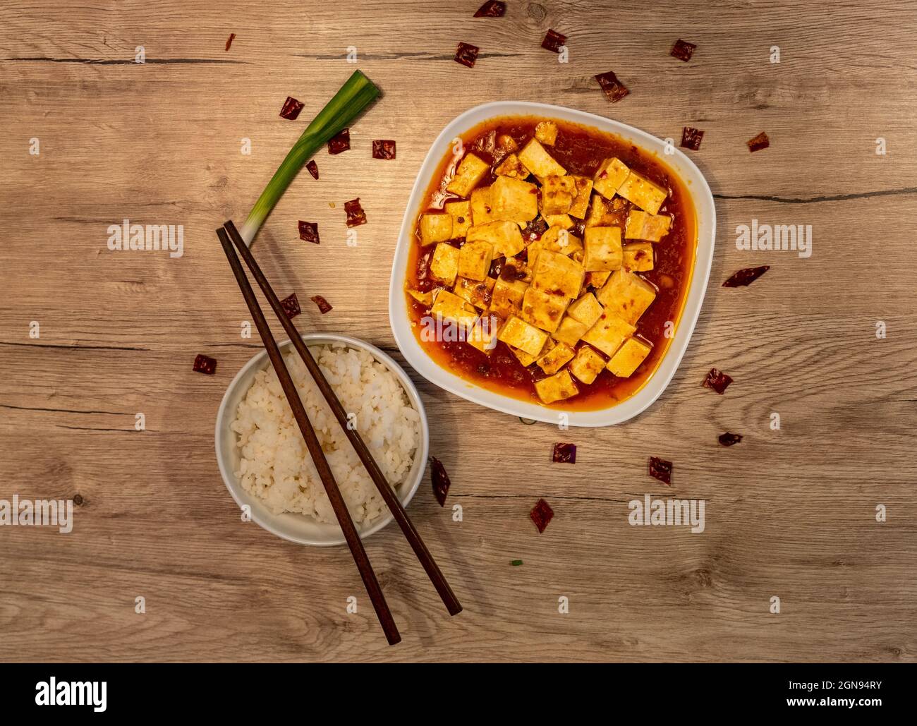 Mapotofu, traditional Chinese spicy dish with tofu and chili sauce ...